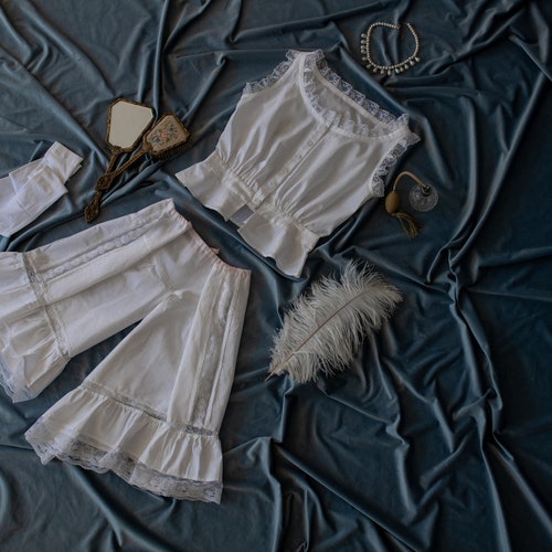 1900s Lingerie Set White Batiste Camisole and Drawers - Etsy