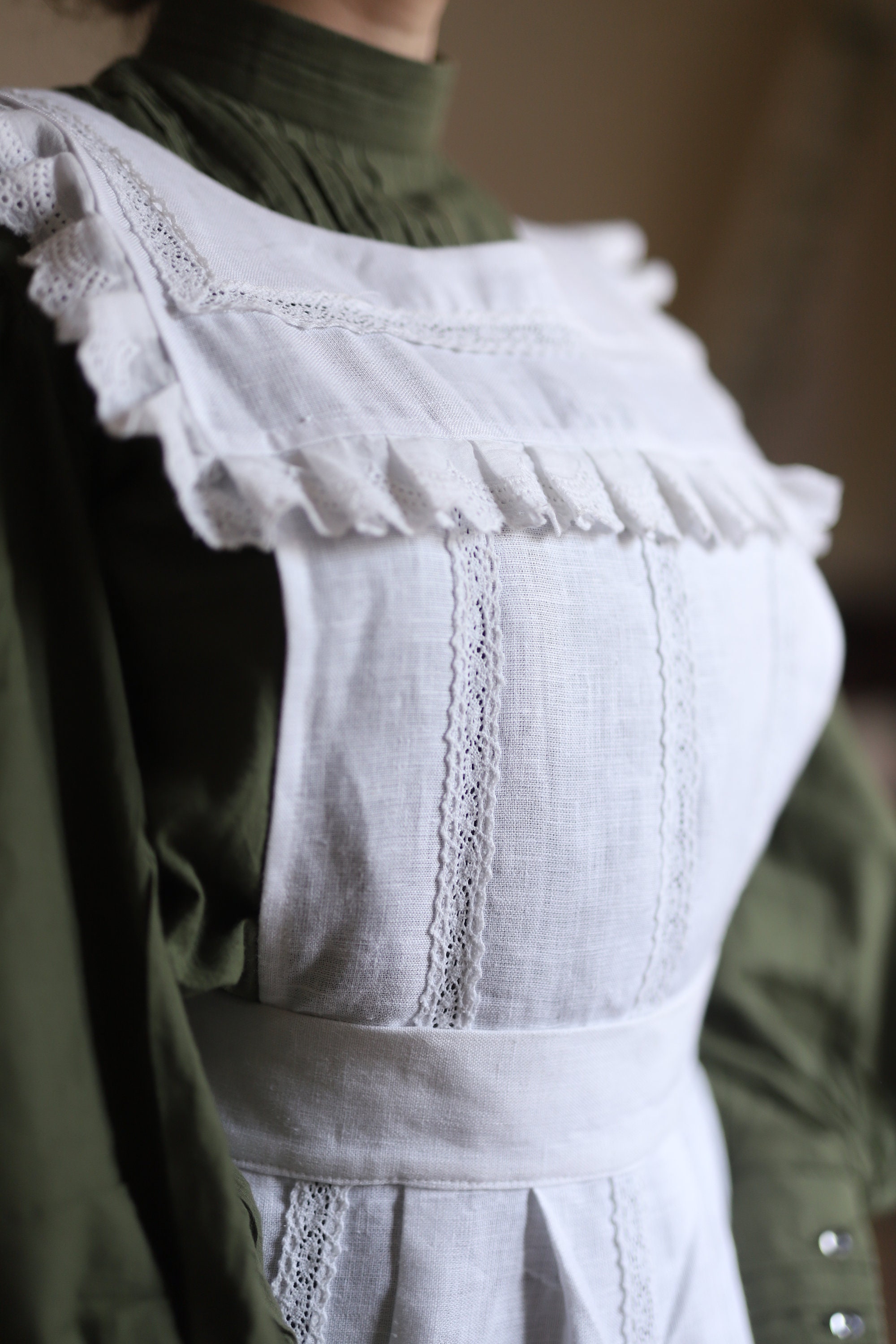 Pinafore edith Victorian Apron Linen Edwardian Pinafore - Etsy