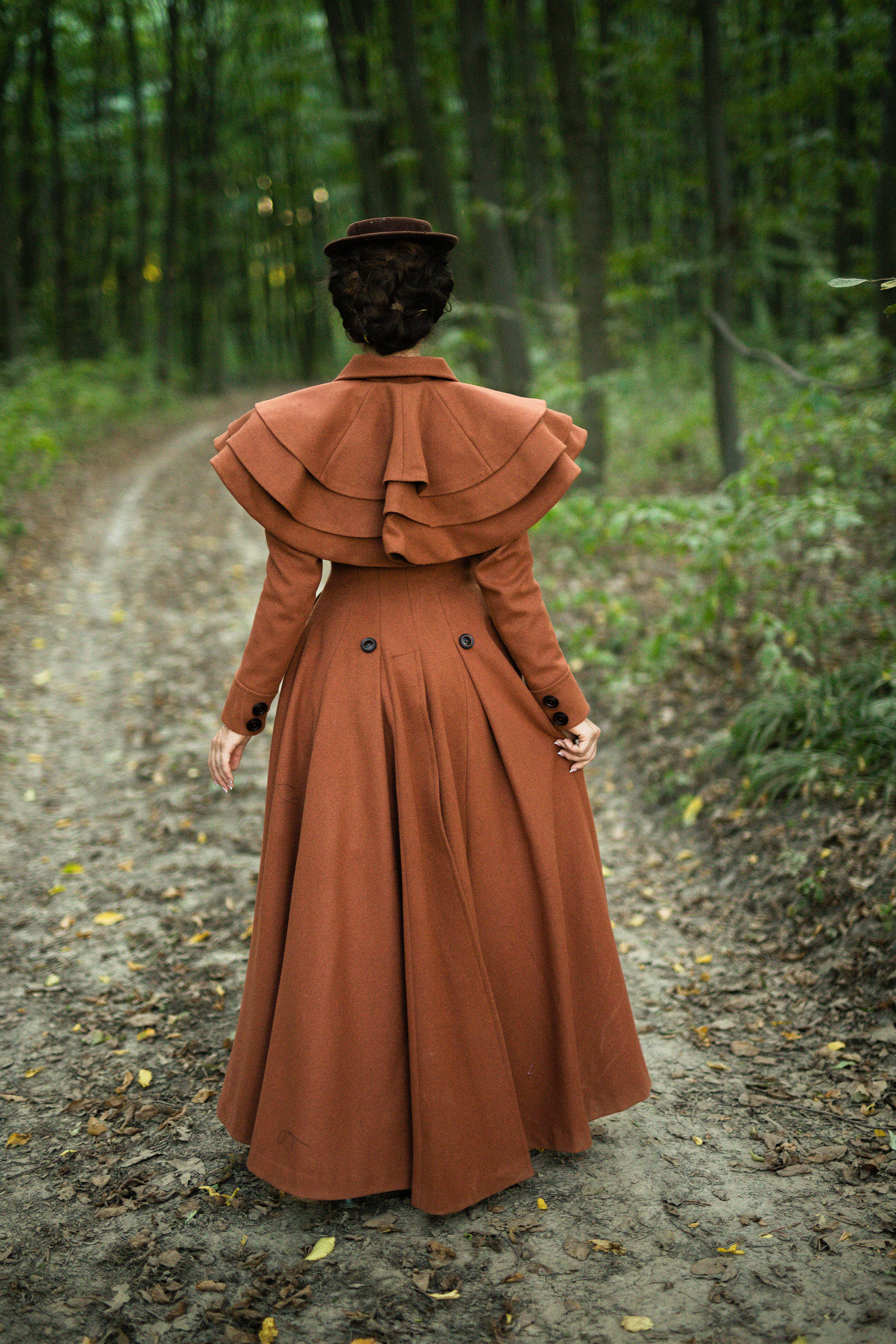 Edwardian Style Wool Coat - Vintage Inspired Double Breasted Cape Coat ...