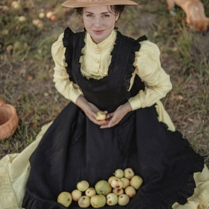 Pinafore "rosa" Victorian Apron, Linen Edwardian Pinafore - Etsy