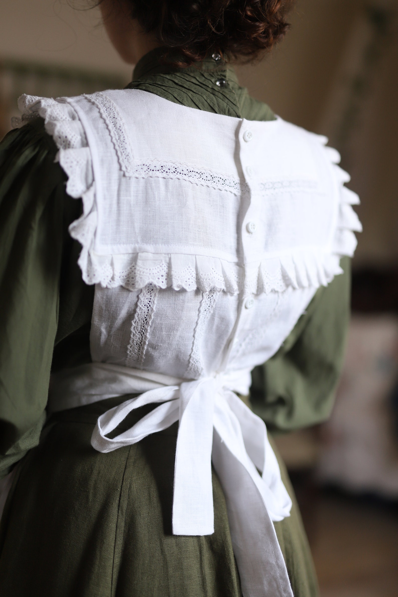 Pinafore edith Victorian Apron Linen Edwardian Pinafore - Etsy