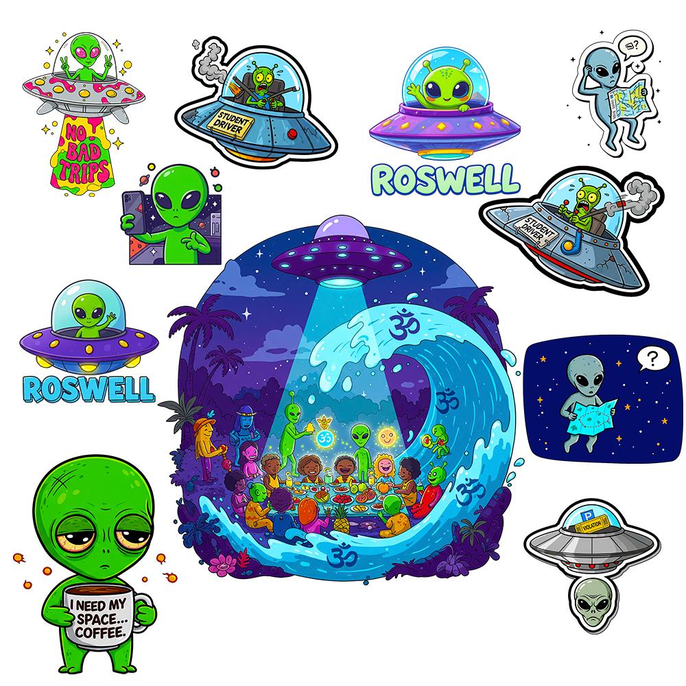 Retro Alien UFO PNG Clipart for Sci-fi Art Projects, Vintage Space ...