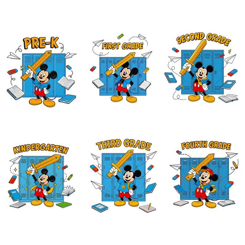 Mickey Mouse Back to School PNG Bundle: First Day T-shirt Designs ...