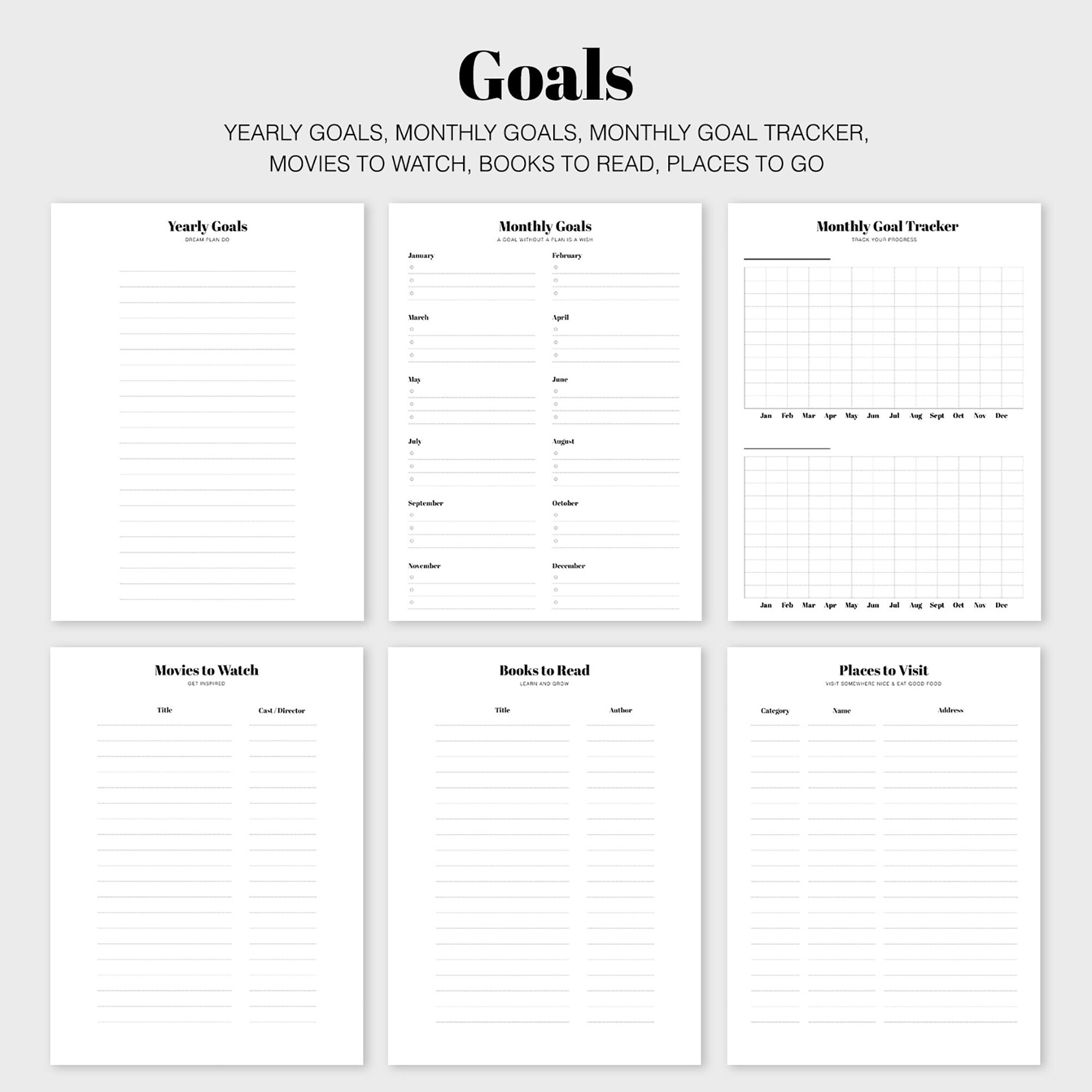 Life Planner Pack - Daily Weekly Monthly Habit Goal Tracker Printable ...