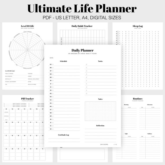 Life Planner Pack Daily Weekly Monthly Habit Goal Tracker | Etsy