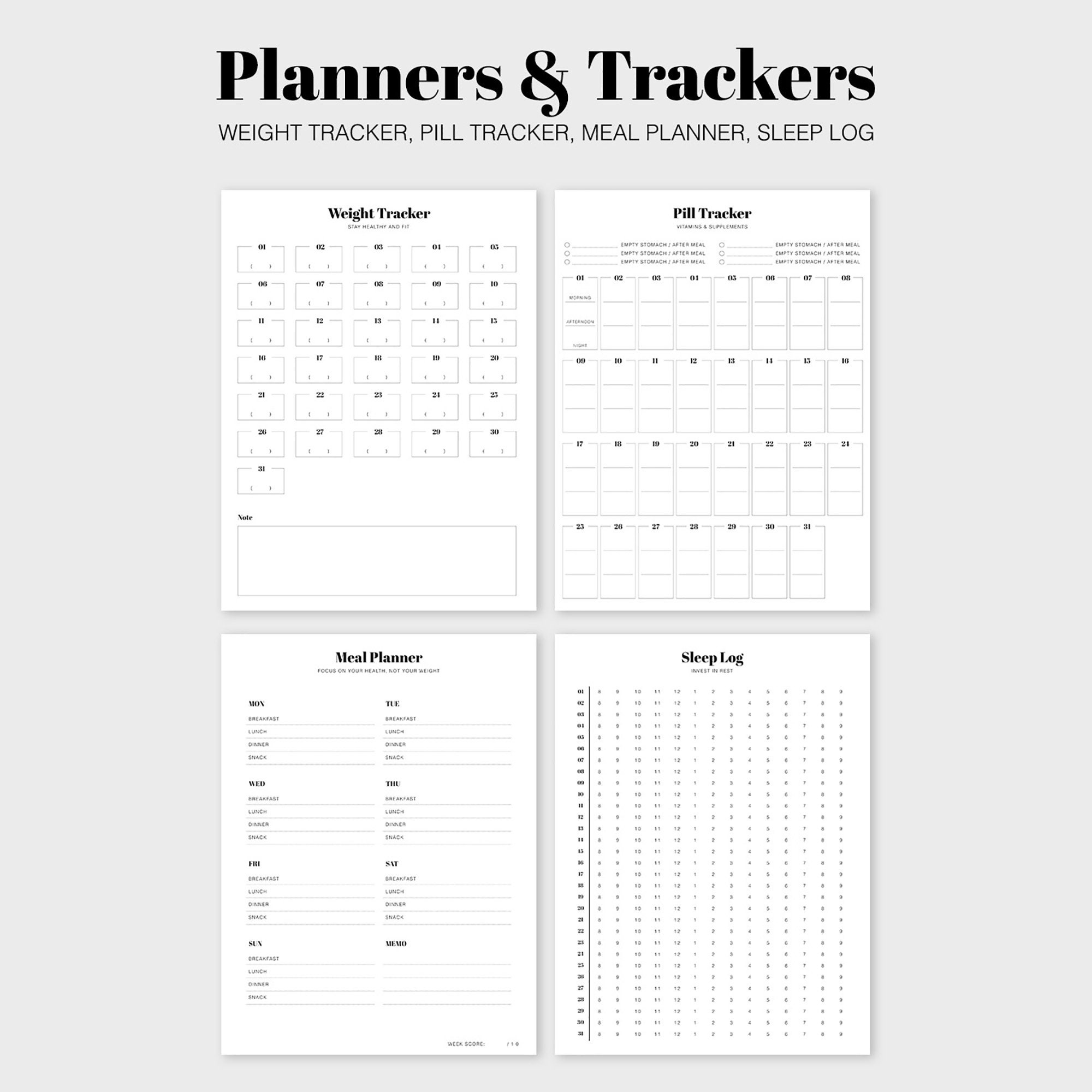 Life Planner Pack - Daily Weekly Monthly Habit Goal Tracker Printable ...
