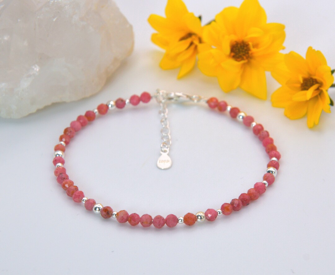 Thulite Bracelet With Silver Elements - Etsy UK