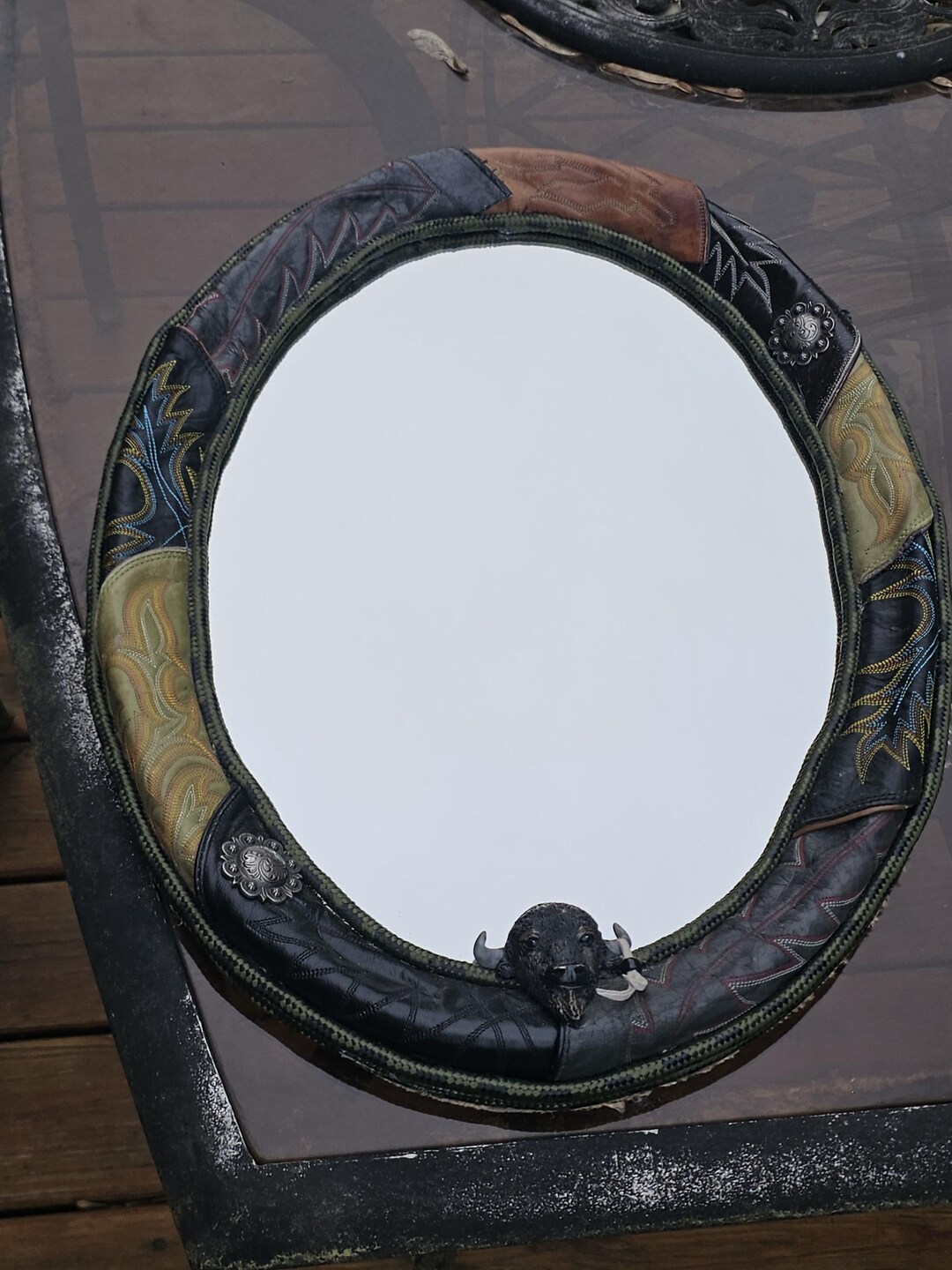 Cowboy Boot Mirror: Western Decor With Buffalo Accent - Etsy