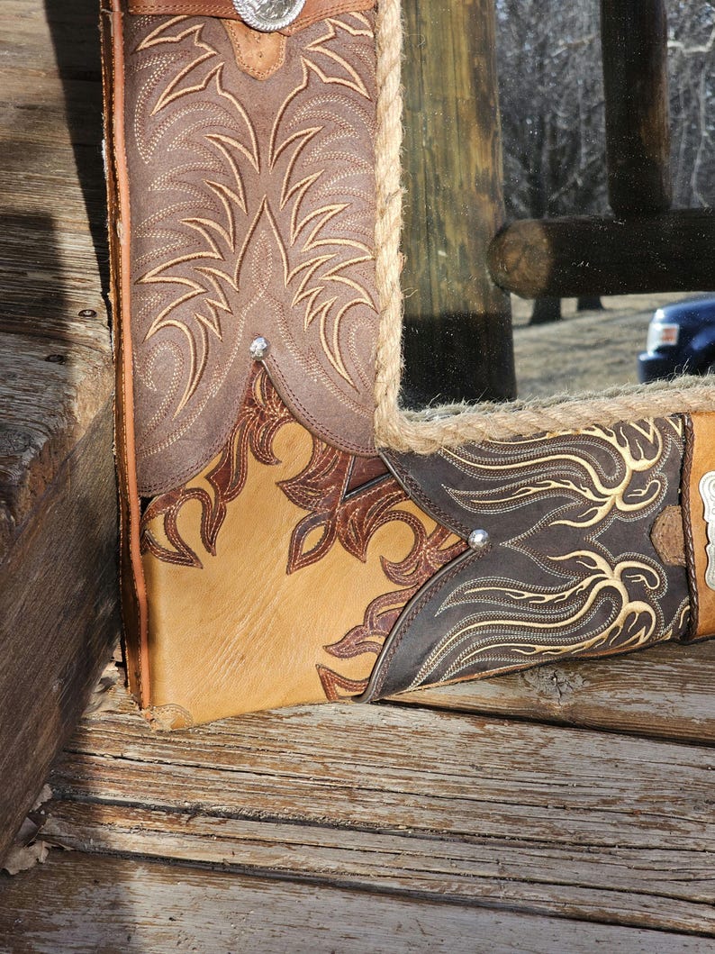 Cowboy Boot Mirror; Vintage Western Belt Buckle, Silver Conchos - Etsy