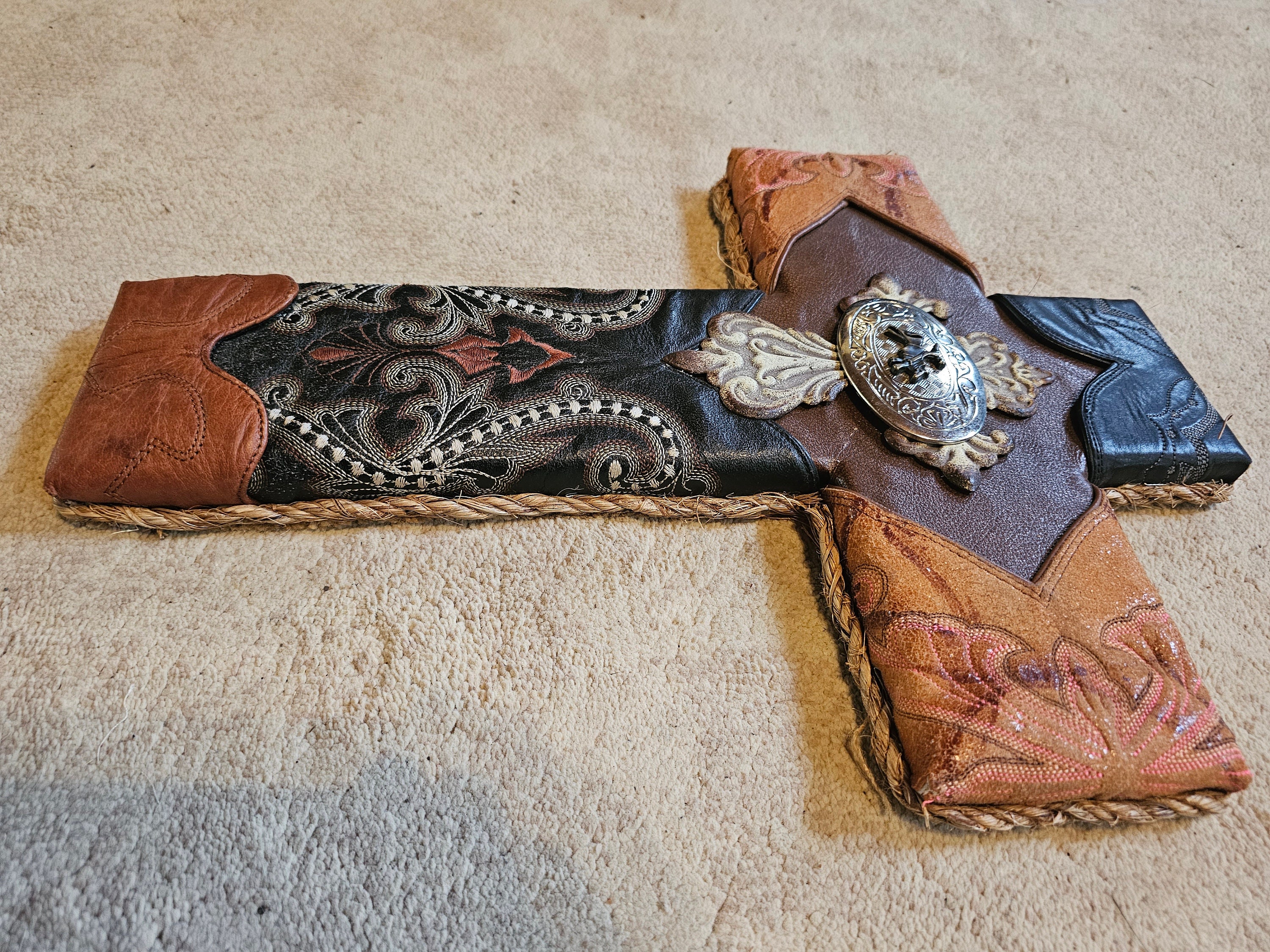 Western Cross Made With Worn Cowboy Boots - Etsy