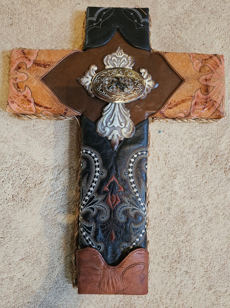 Western Cross Made With Worn Cowboy Boots - Etsy
