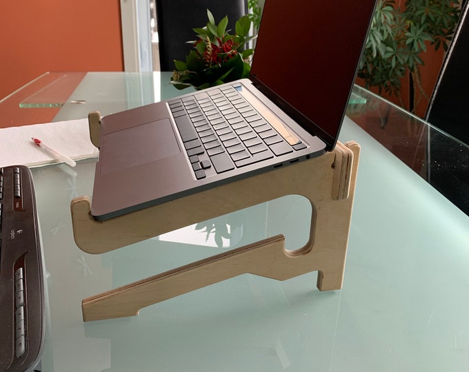 LOW Wooden Laptop Stand for Desk, Removable Stand, Stand With Storage ...