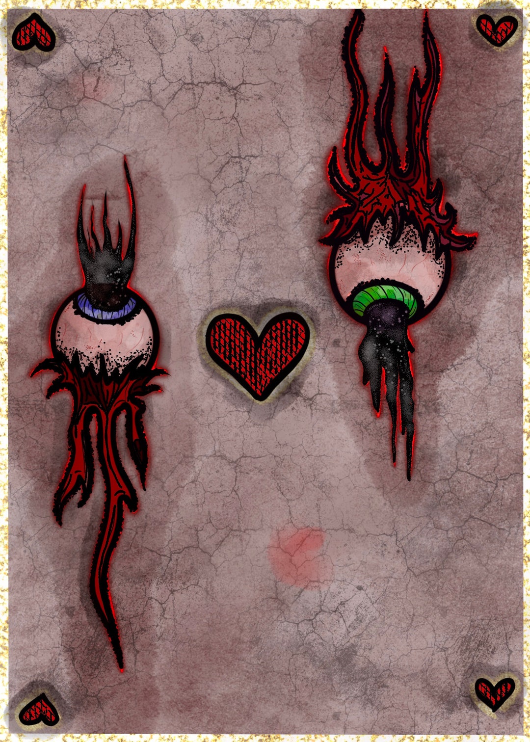 Eyes 5x7 Art Print Eyeball Playing Card Art Print Horror Eyeball Art ...