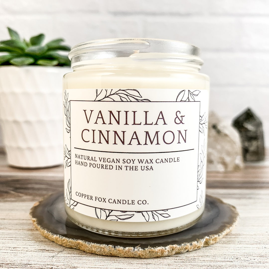 Vanilla and Cinnamon Soy Candle, Aromatherapy Candles, Vegan Candle ...