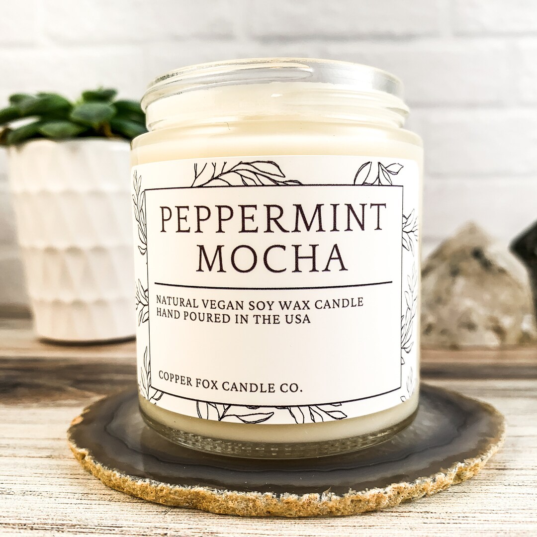 Peppermint Mocha Soy Candle, Aromatherapy Candles, Vegan Candle ...