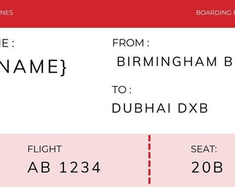 Boarding Pass Template Editable Boarding Pass Airline Boarding Pass ...