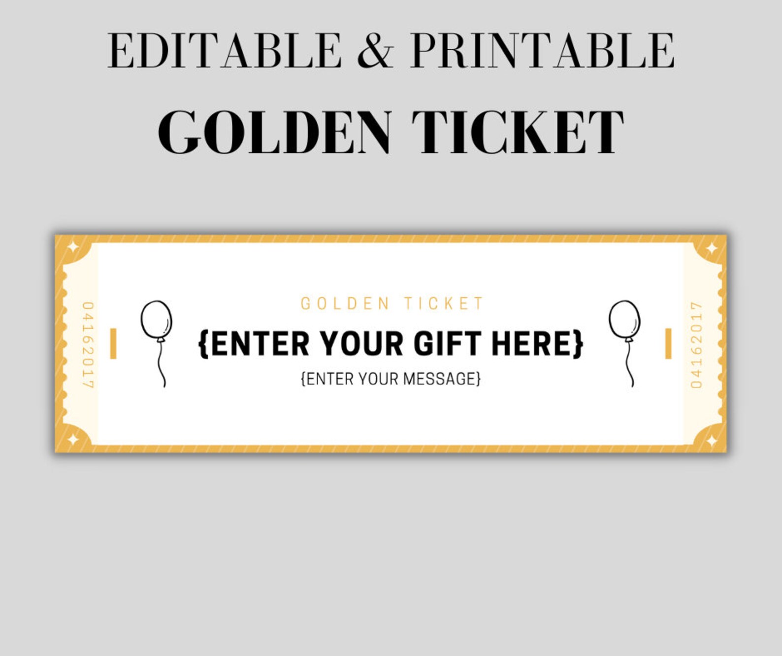 EDITABLE GOLDEN TICKET Voucher Ticket Coupon Ticket Event Tickets ...