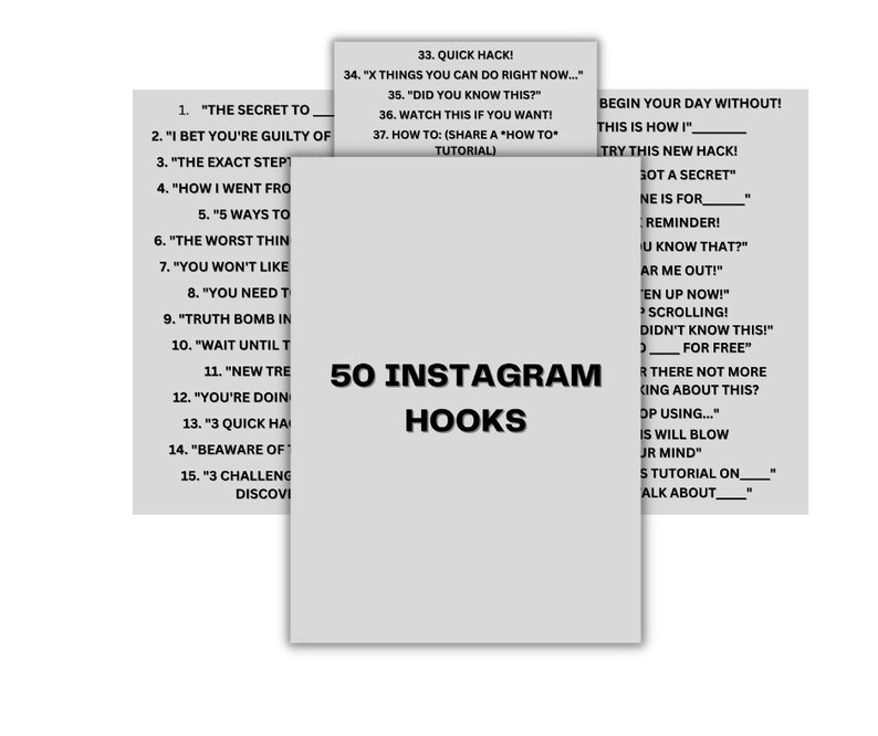 50 Instagram Caption Hooks Caption Starters Reel Hooks - Etsy