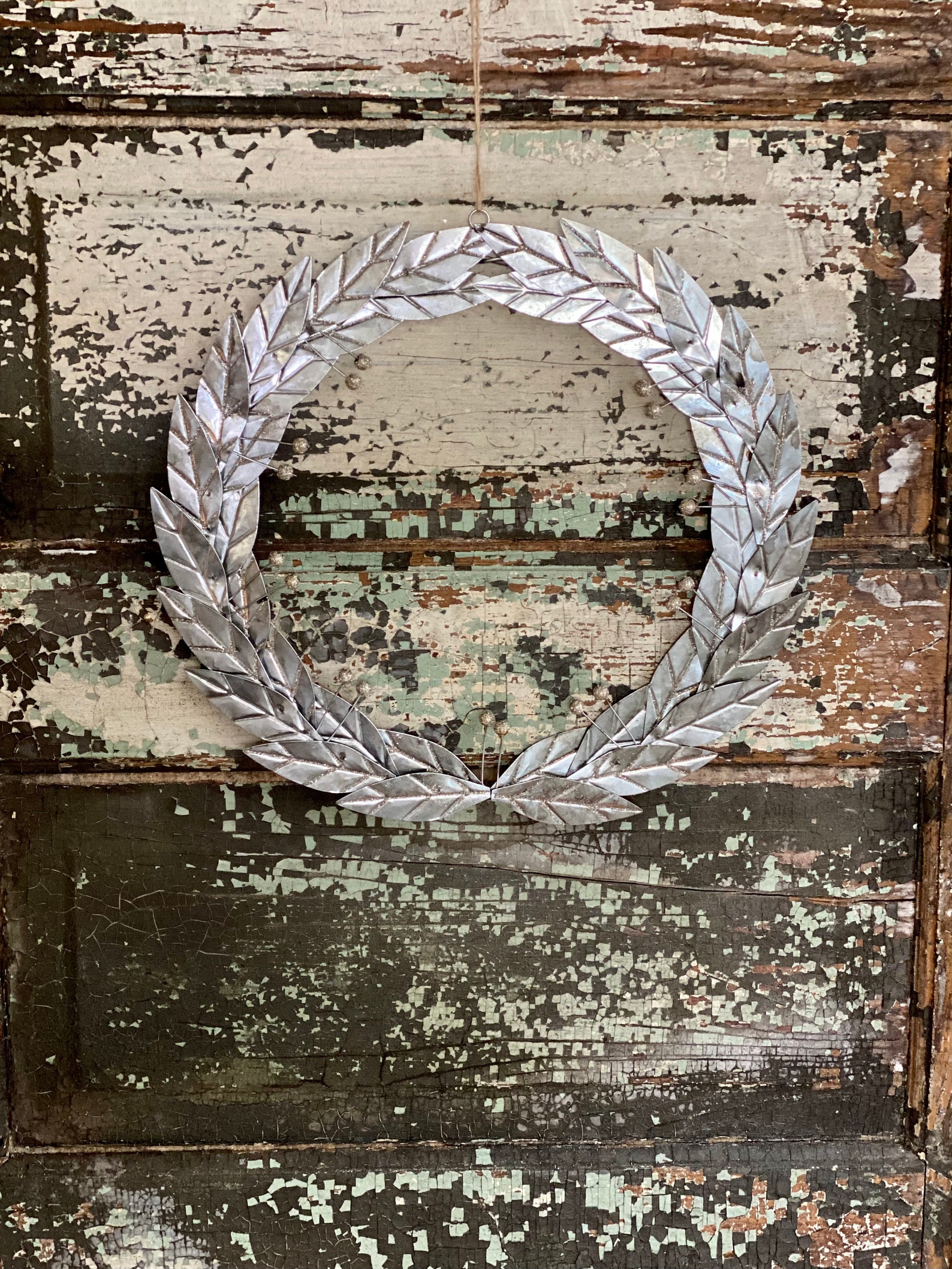 Silver Metal Laurel Winter Wreath for Front Door Laurel - Etsy