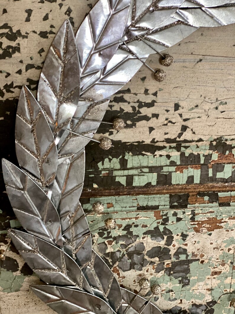 Silver Metal Laurel Winter Wreath for Front Door Laurel - Etsy