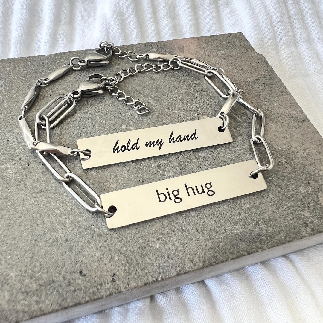 HAN ‘hold My Hand’ & Bang Chan ‘big Hug’ Engraved Bracelets / Stray ...