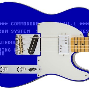 Guitar Skin Axe Wrap Re-skin DIY Blue Commodore 64 80's Video Game 354 ...