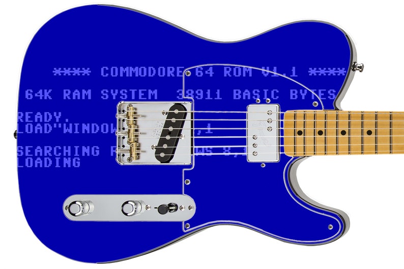 Guitar Skin Axe Wrap Re-skin DIY Blue Commodore 64 80's | Etsy