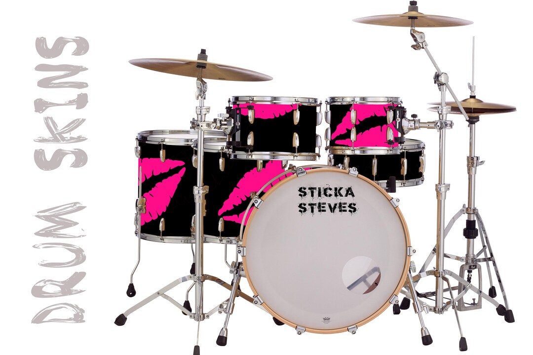 Drum Wrap Percussion Shell Cover Bass Kick Snare Tom DIY Kiss Hot Pink ...