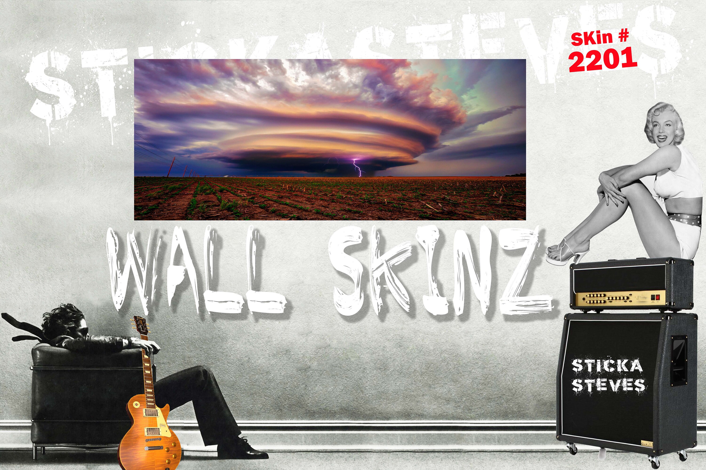Showcase Skins Removable Wall Décor Display Panes Wall Skin Tornado ...