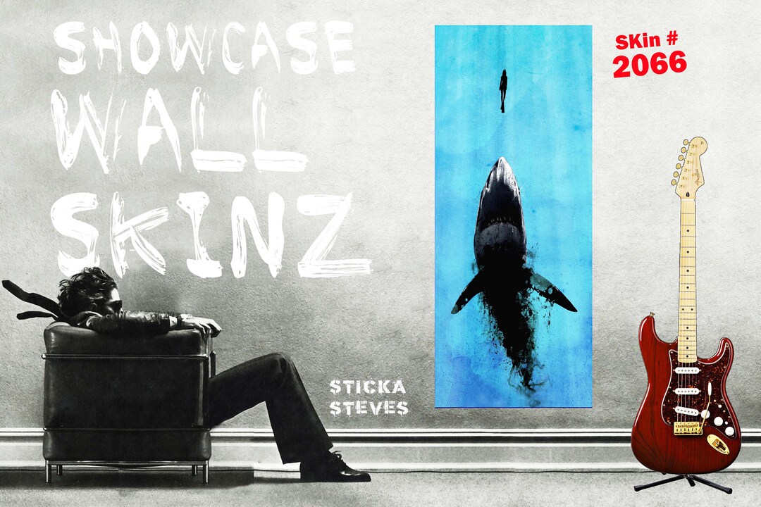 Showcase Skins Removable Wall Décor Display Panes Wall Skin Shark Bait ...