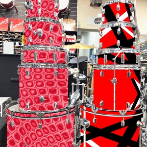 Drum Wrap Percussion Shell Cover Bass Kick Snare Tom DIY- Abstract Red ...