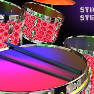 Drum Wrap Percussion Shell Cover Bass Kick Snare Tom DIY- Abstract Red ...