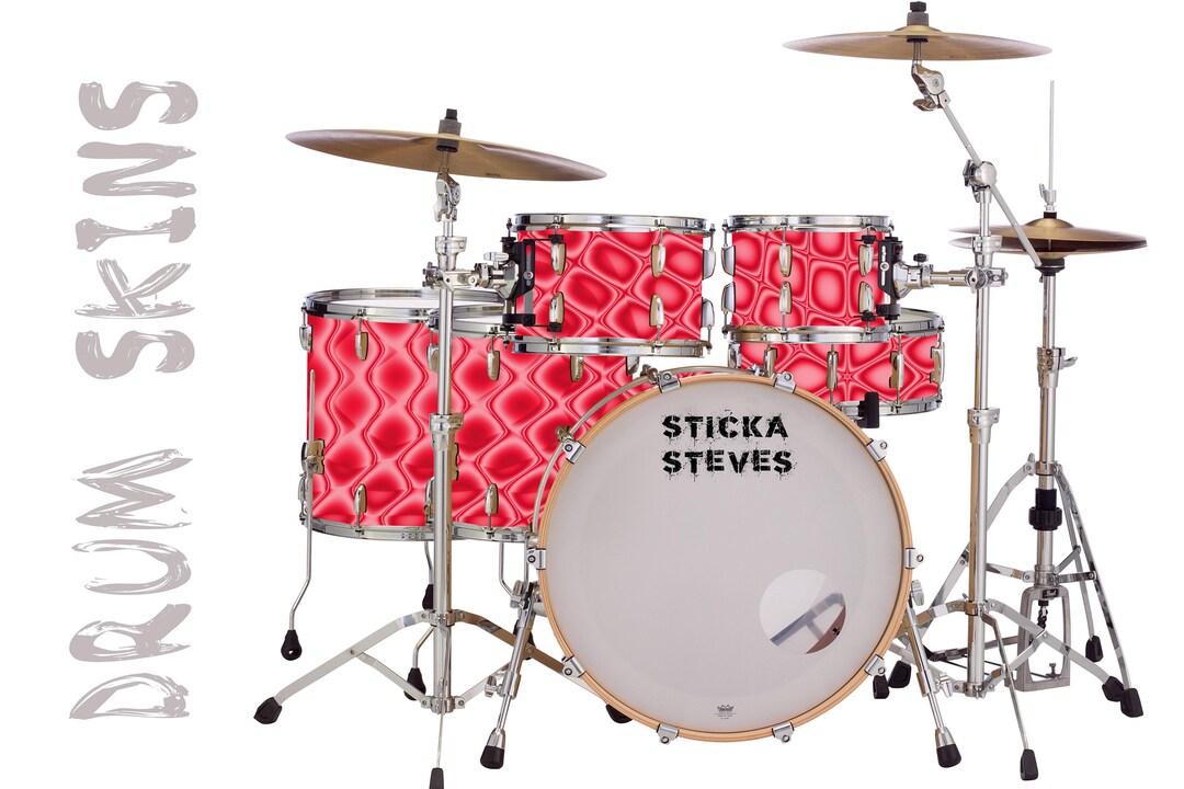 Drum Wrap Percussion Shell Cover Bass Kick Snare Tom DIY- Abstract Red ...