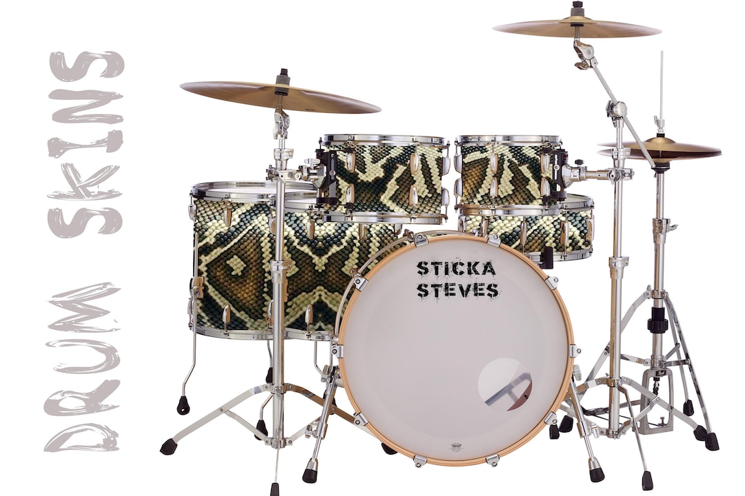 Drum Wrap Percussion Shell Cover Bass Kick Snare Tom DIY Exotic Snake ...