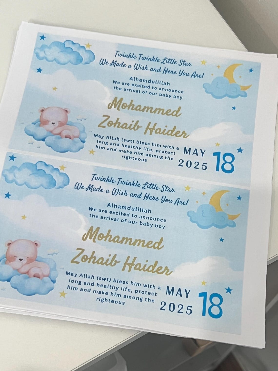 Newborn Baby Name Announcement Mithai Box Stickers - Personalised 2 ...