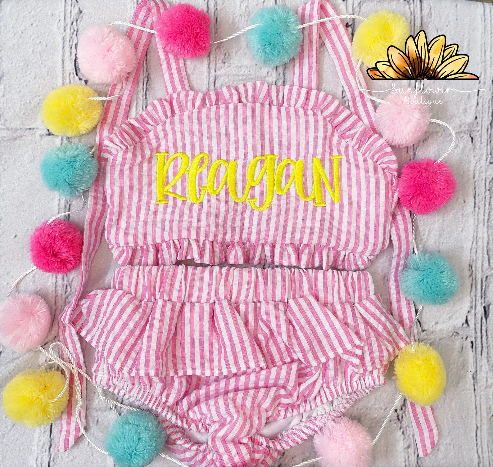 Seersucker Two Piece Bathing Suit Seersucker Bathing Suit Etsy
