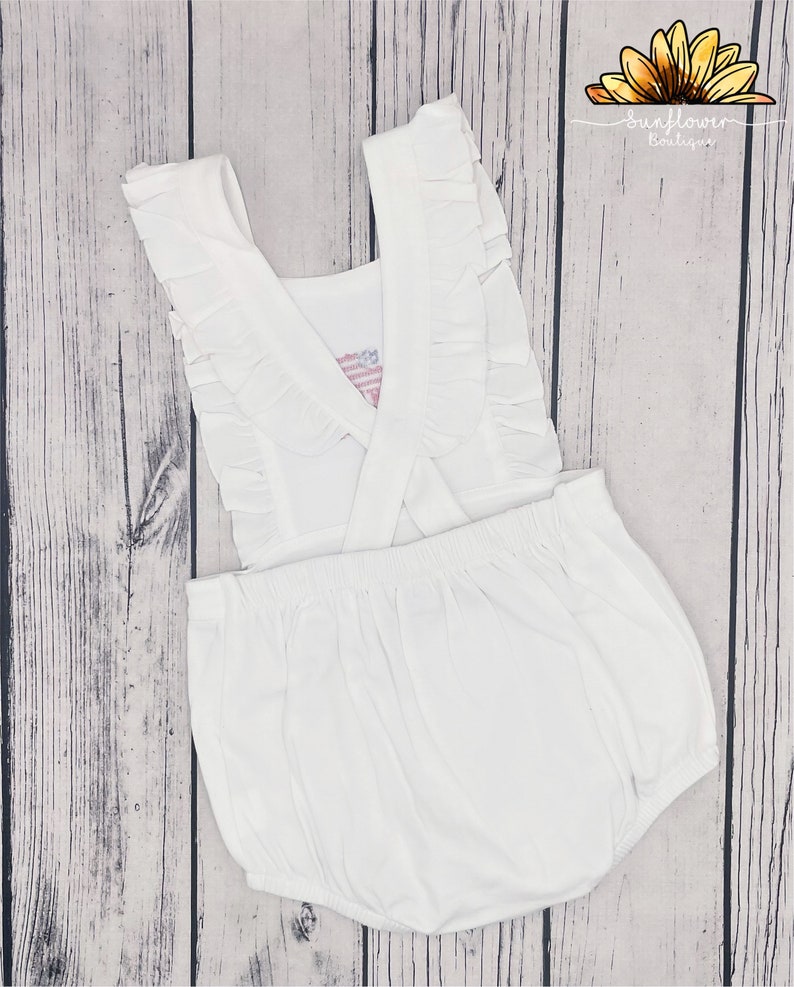 Personalized Patriotic Baby Romper: Embroidered American Flags, Ruffle ...