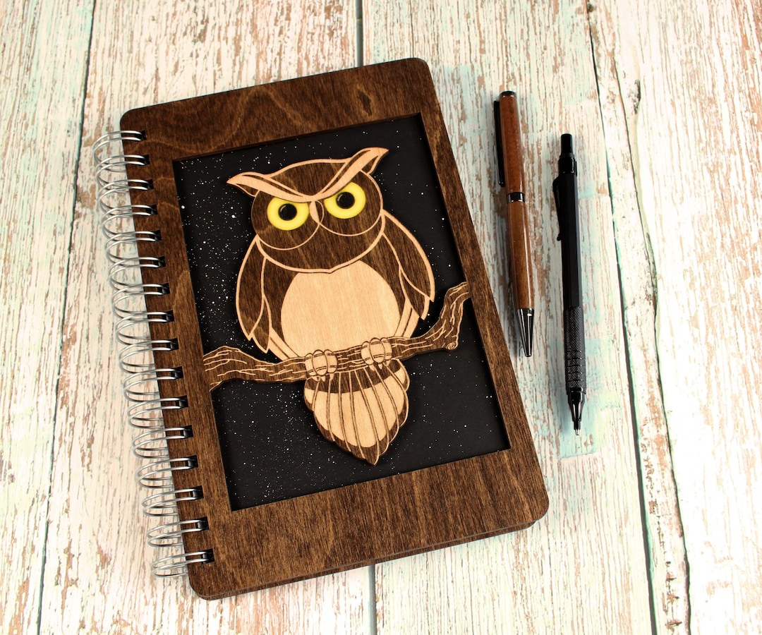 Owl Journal, Owl Sketchbook, Laser Cut Journal, Laser Cut Sketchbook ...