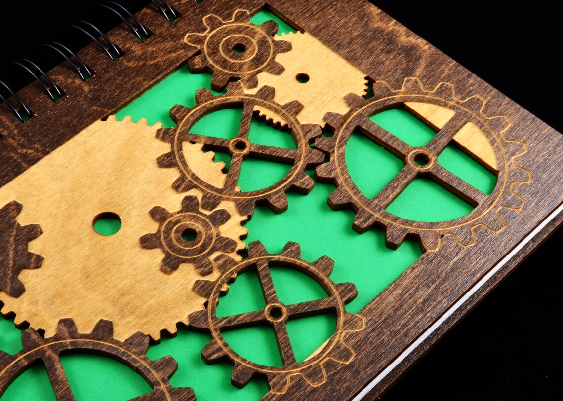 Gear Journal, Gear Sketchbook, Laser Cut Journal, Laser Cut Sketchbook ...