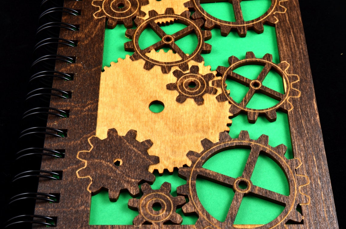 Gear Journal, Gear Sketchbook, Laser Cut Journal, Laser Cut Sketchbook ...