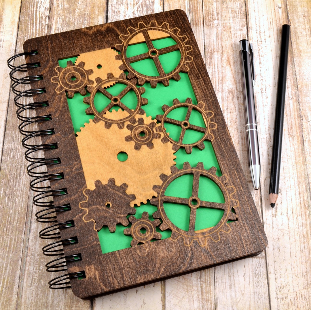Gear Journal, Gear Sketchbook, Laser Cut Journal, Laser Cut Sketchbook ...