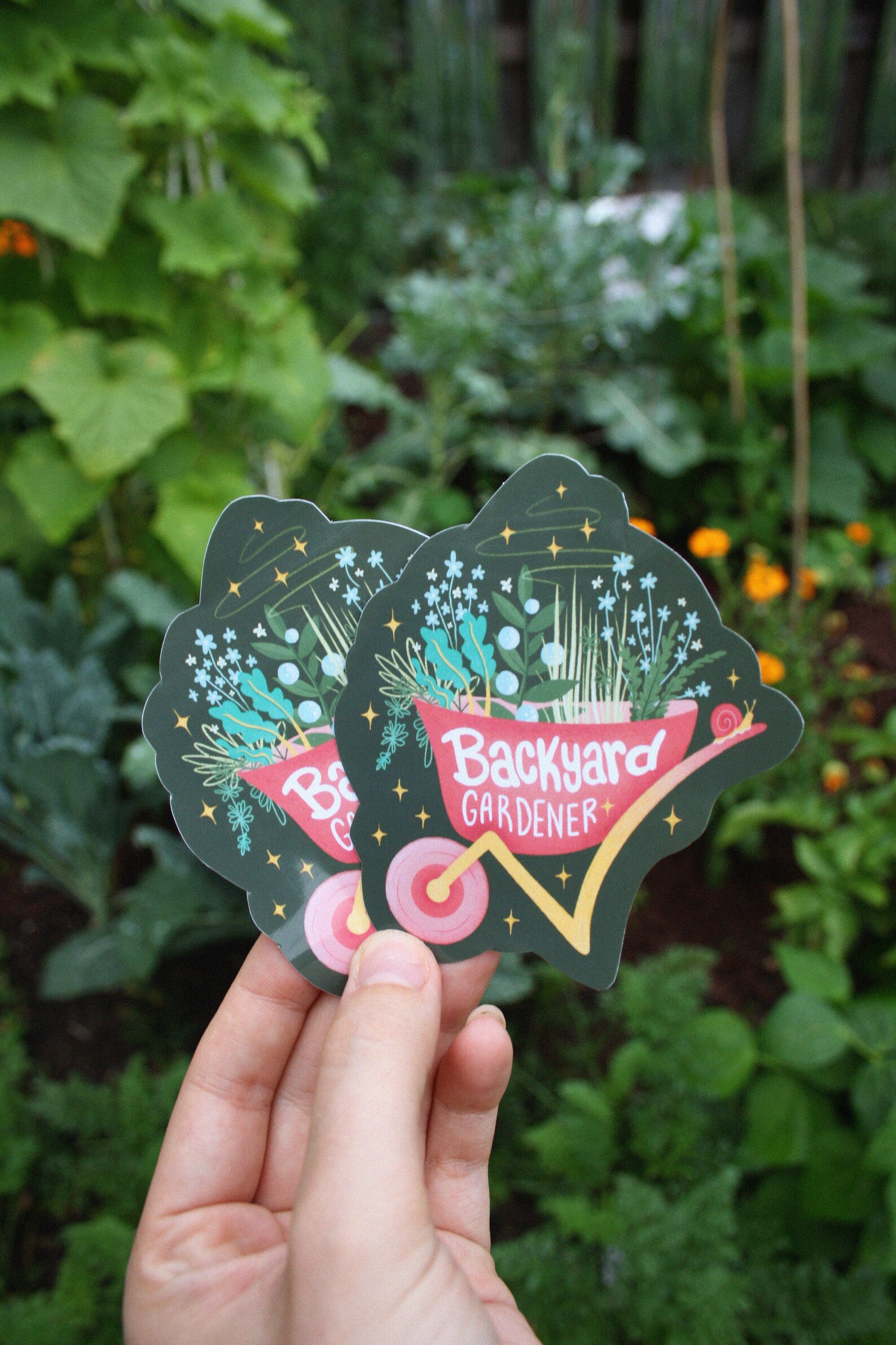 Illustrated Vinyl Sticker Backyard Gardener Gardening Waterproof Die ...