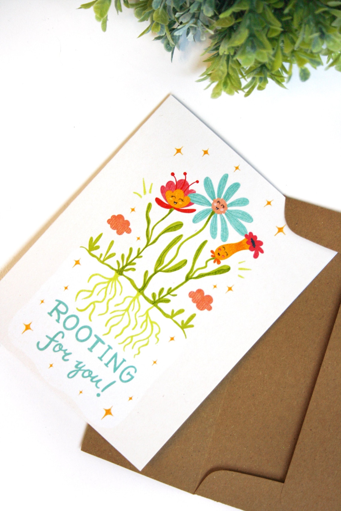 Rooting for You Illustrated Greeting Card With Envelope - Etsy UK