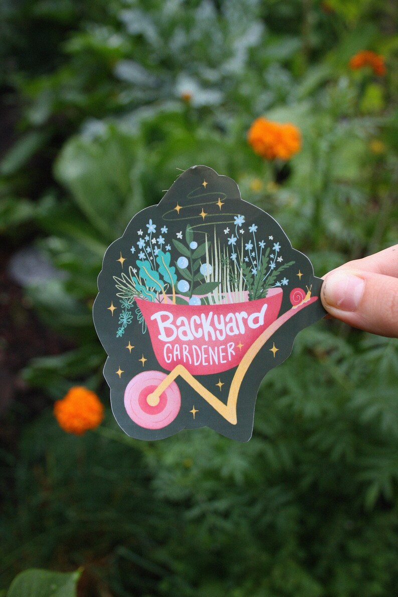 Illustrated Vinyl Sticker Backyard Gardener Gardening Waterproof Die ...