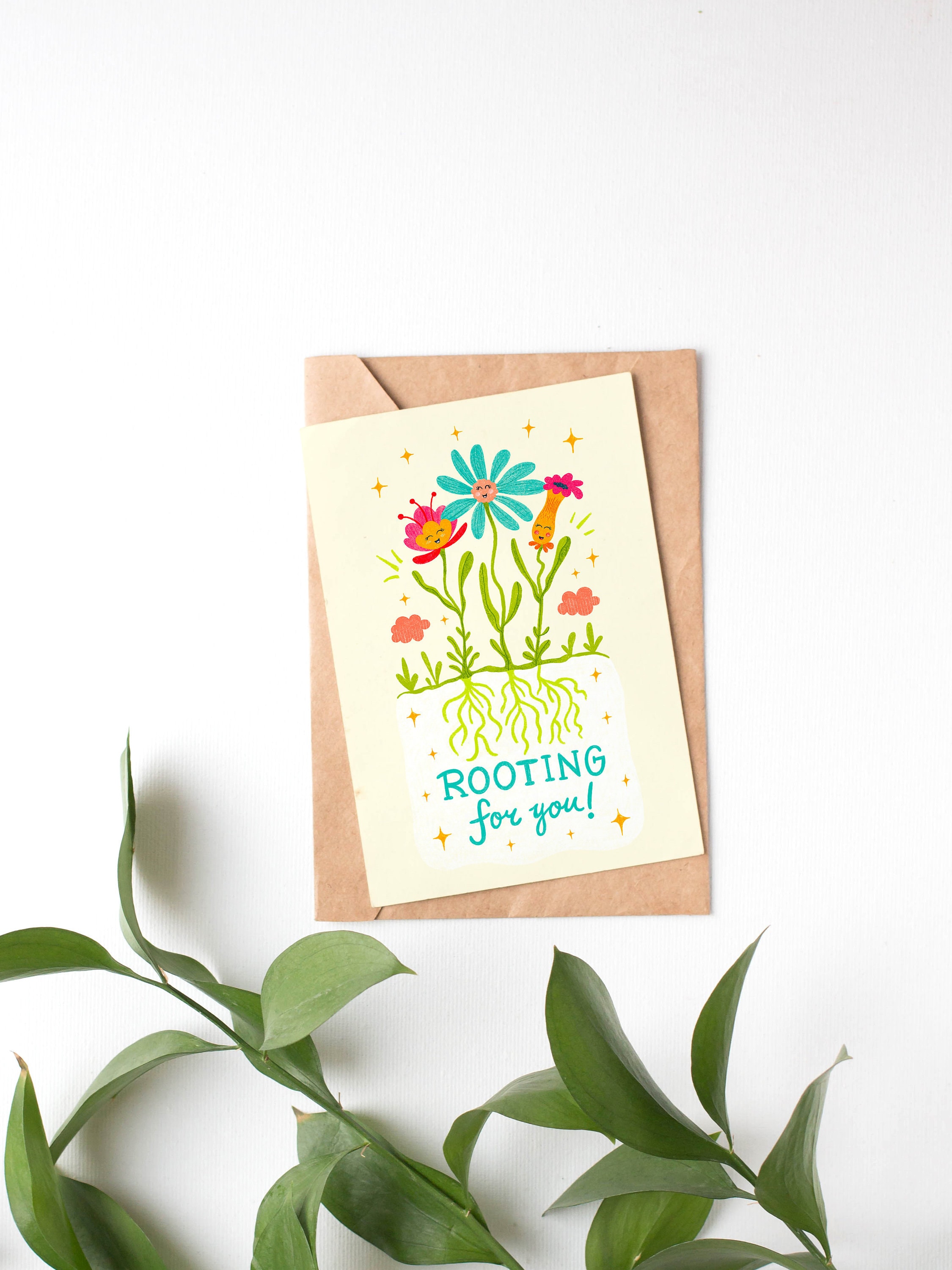 Rooting For You Illustrated Greeting Card with Envelope | Etsy