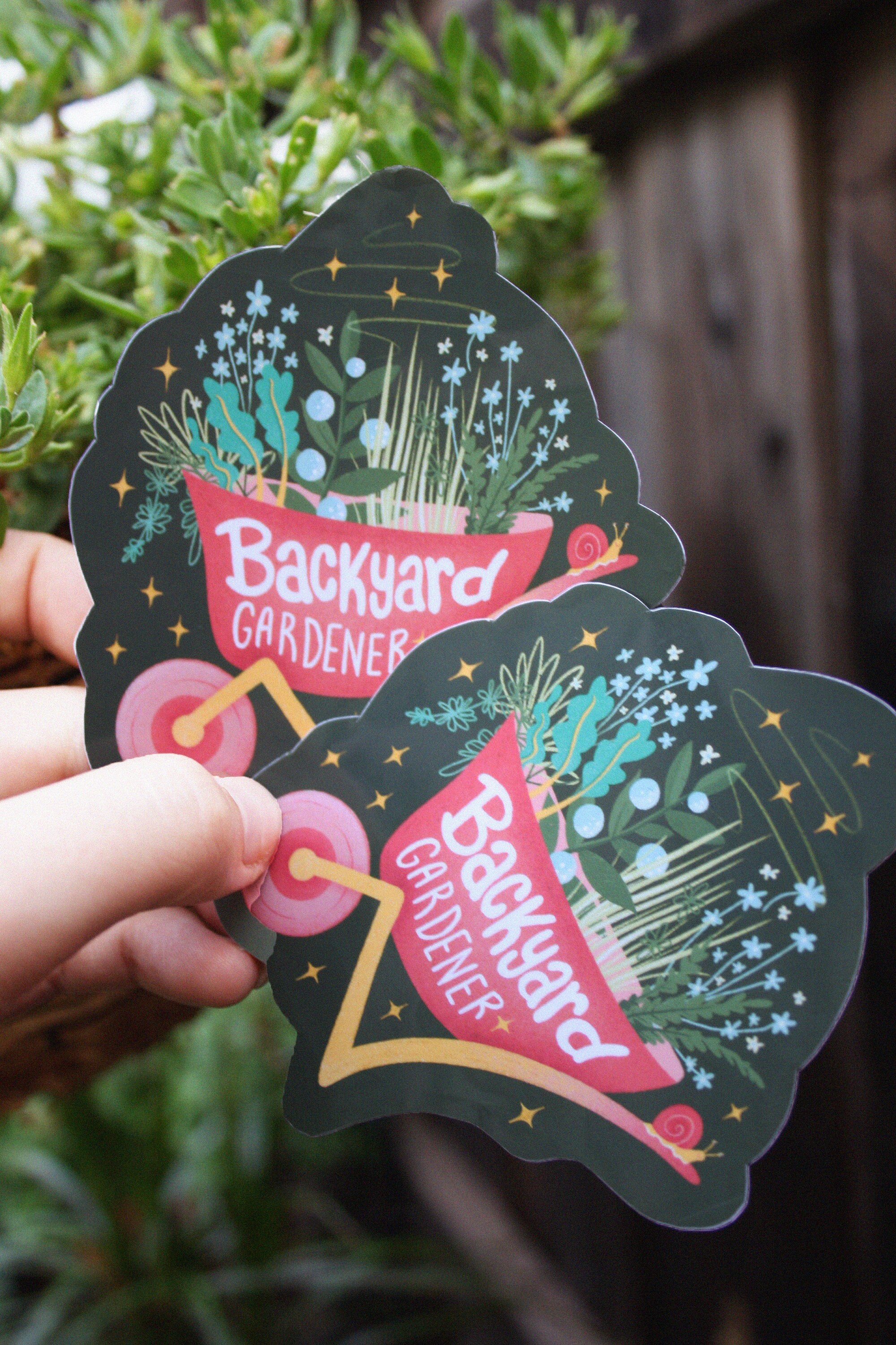 Illustrated Vinyl Sticker Backyard Gardener Gardening Waterproof Die ...