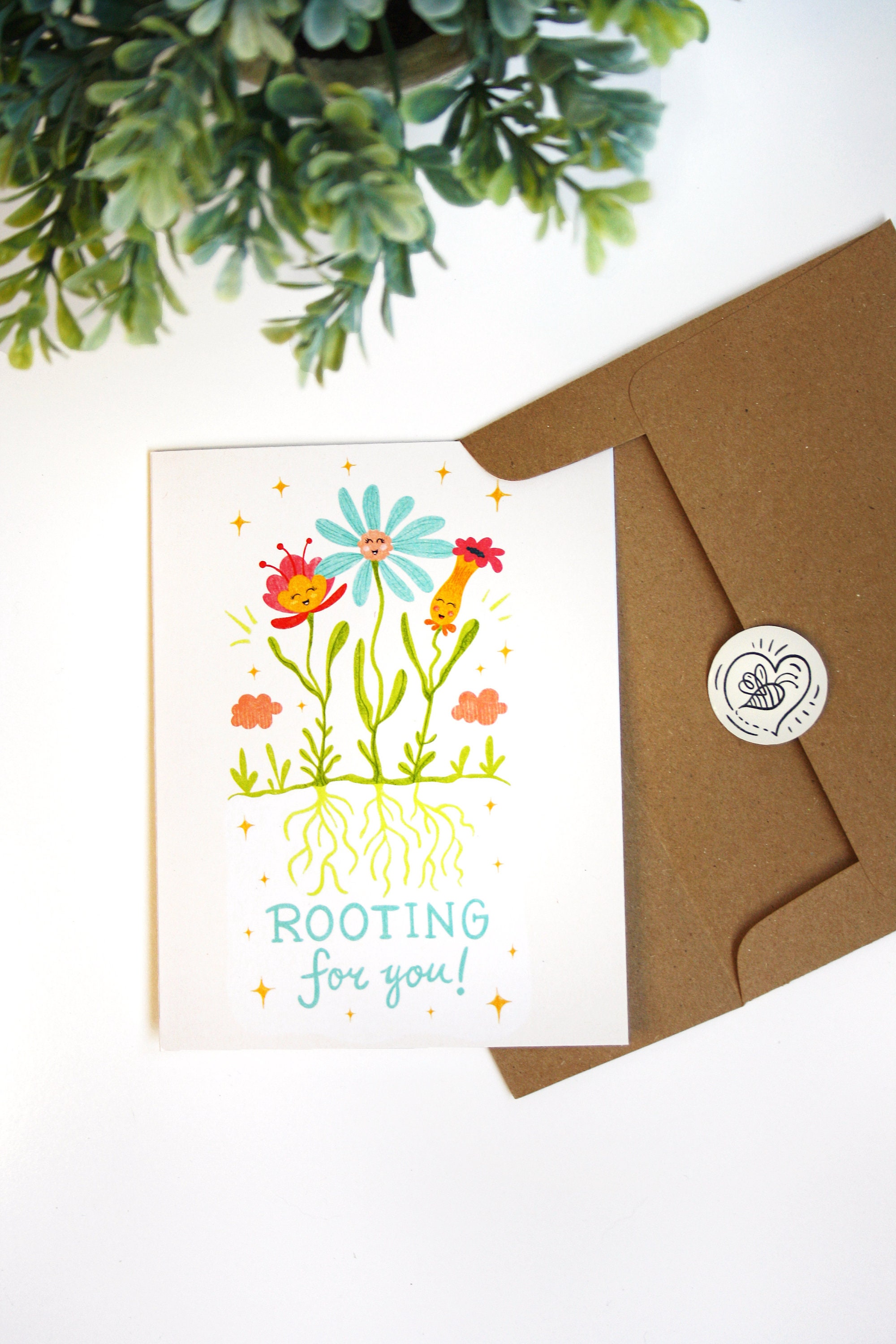 Rooting for You Illustrated Greeting Card With Envelope Blank Inside 4. ...