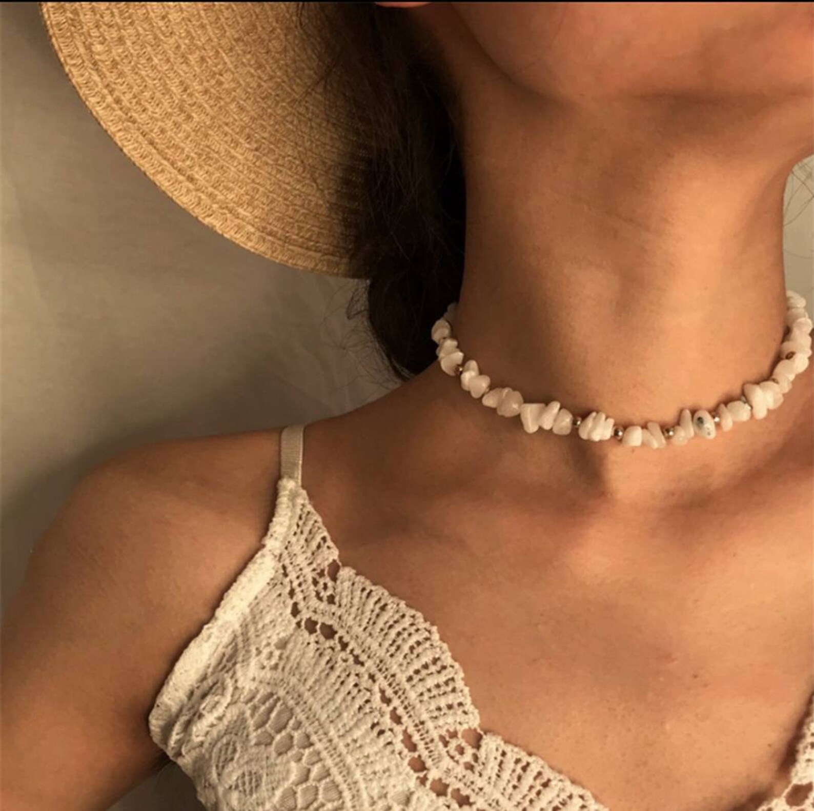 Beach Necklace Beach Choker Boho Choker White Beaded - Etsy