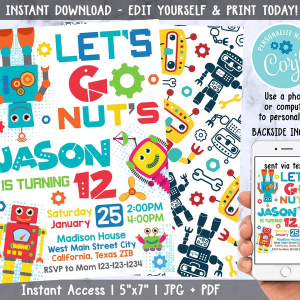 Robot Invitations - Etsy