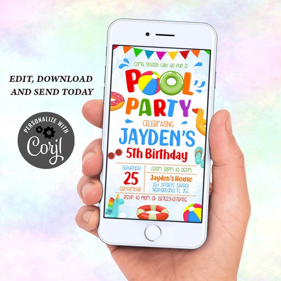Electronic Birthday Party Invitation Birthday Party Mobile Etsy